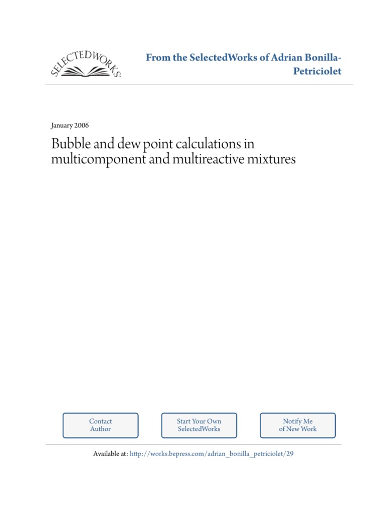 Bubble and Dew Point Calculations in Multicomponent and Multireactive Mixtures | PDF ...
