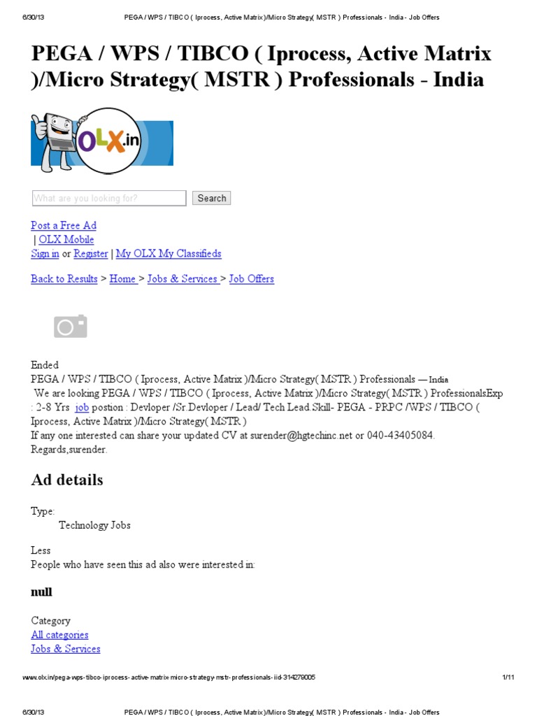 PEGA - WPS - TIBCO (Iprocess, Active Matrix) - Micro Strategy (MSTR ...