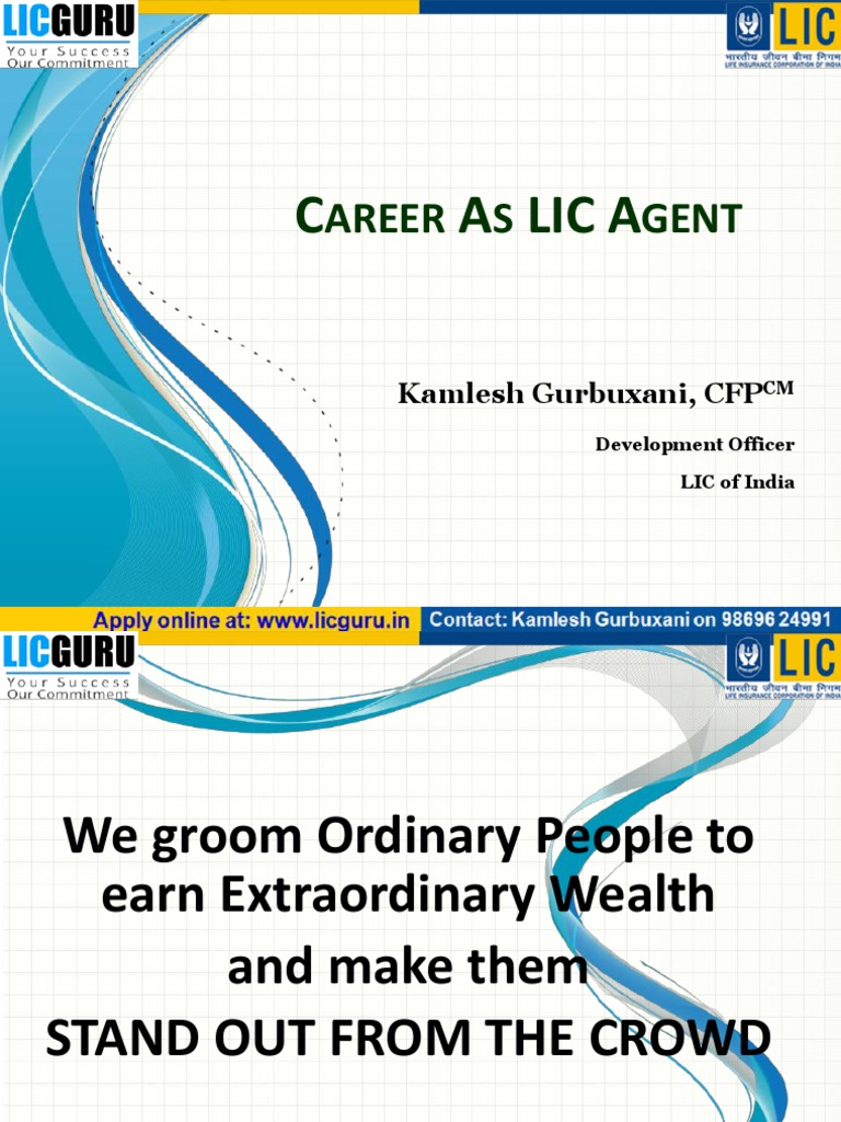 Career As Lic Agent | PDF | Life Insurance | Insurance