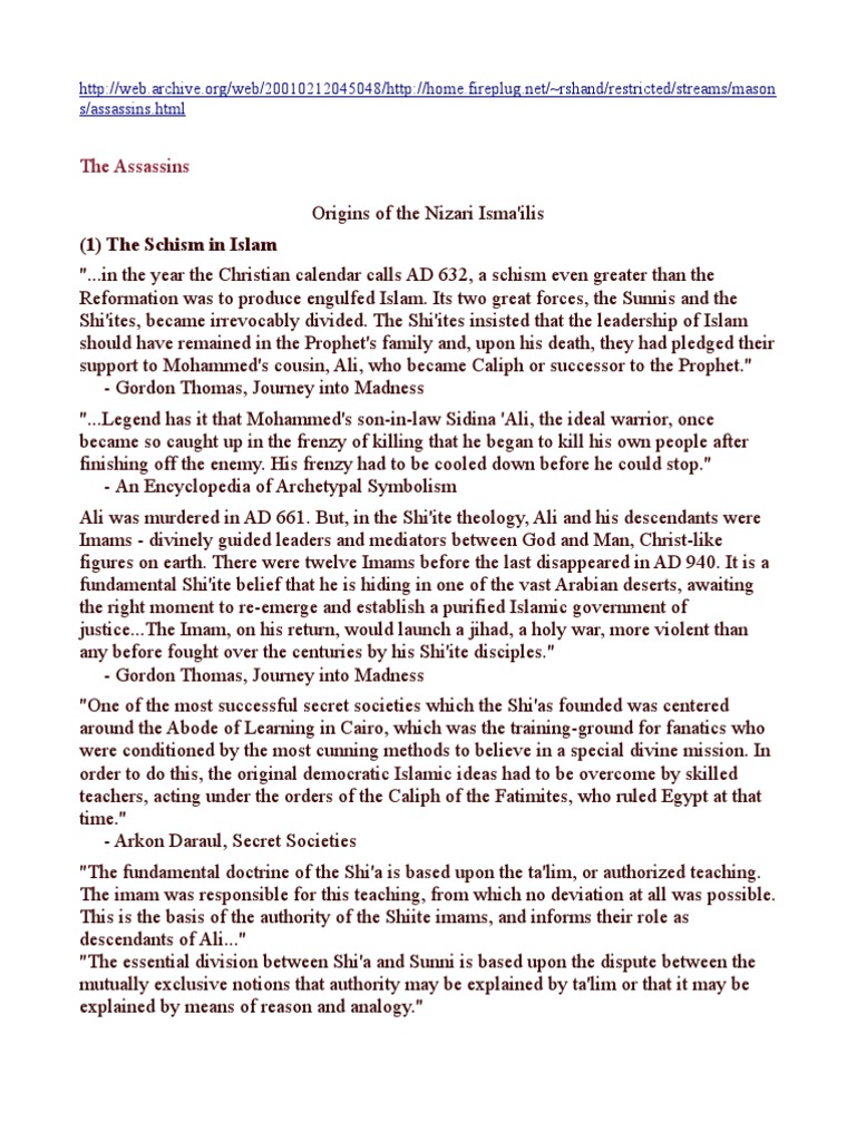 The Assassins | PDF | Isma'ilism | Shia Islam