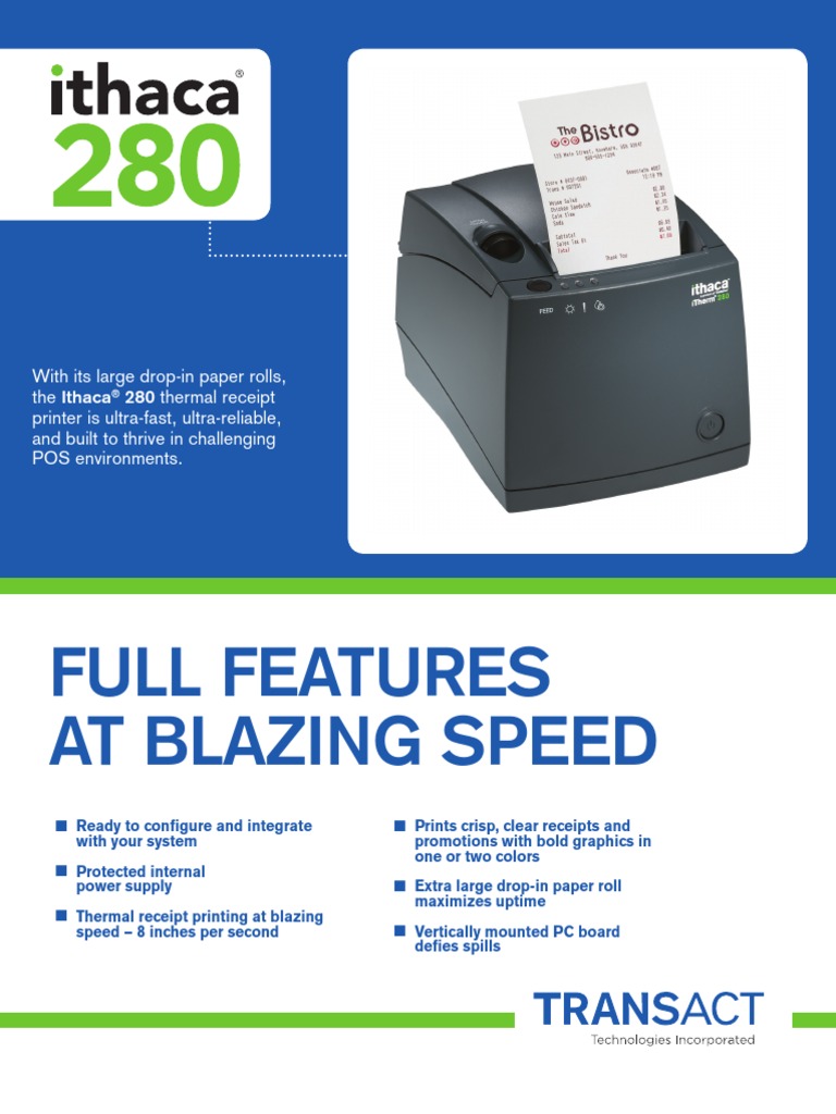 Ithaca Itherm 280 Thermal Receipt Printer Brochure | PDF | Printer ...