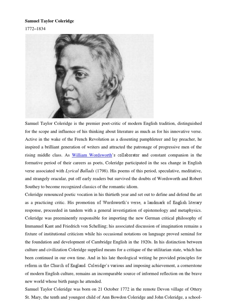 Samuel Taylor Coleridge: William Wordsworth | PDF | Samuel Taylor ...
