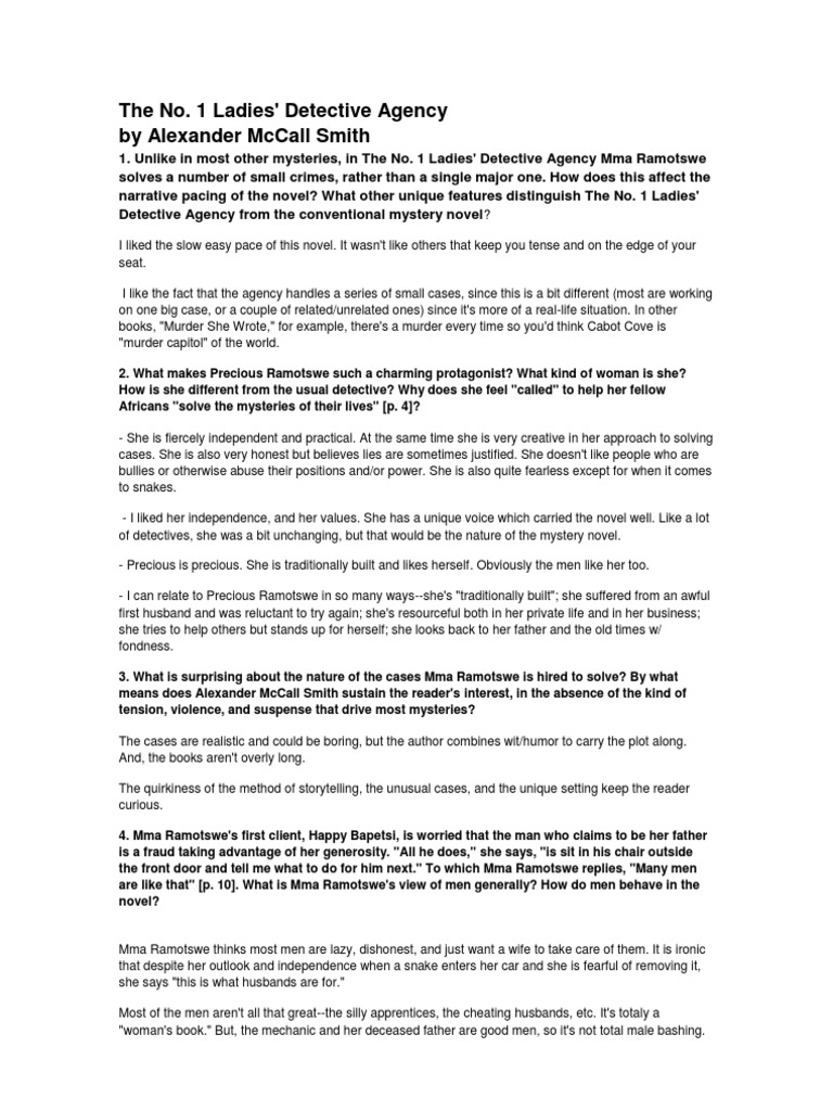 Ladies Detective Questions and Answers | PDF | Intuition | Detective ...