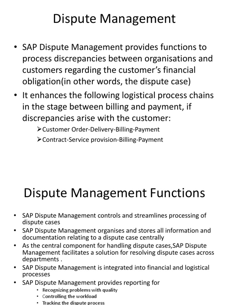 SAP Dispute Management Overview | PDF