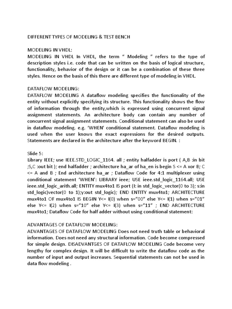Different Types of Modeling | PDF | Vhdl | C (Programming Language)
