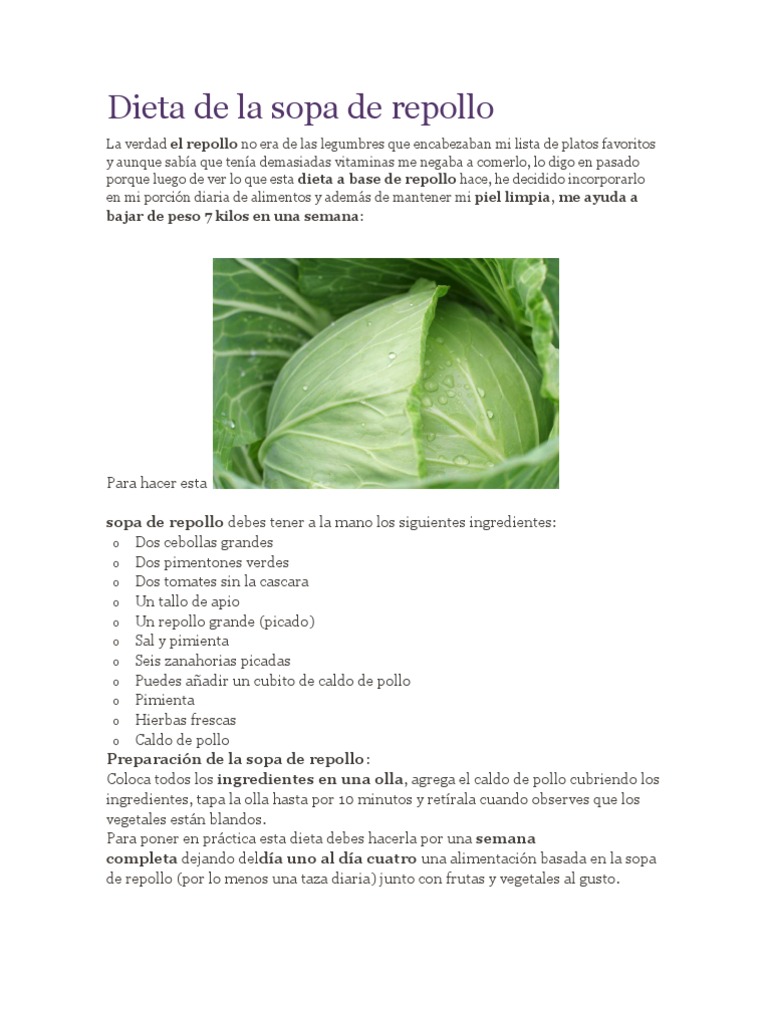 Dieta de La Sopa de Repollo | PDF | Sopa | Dieta