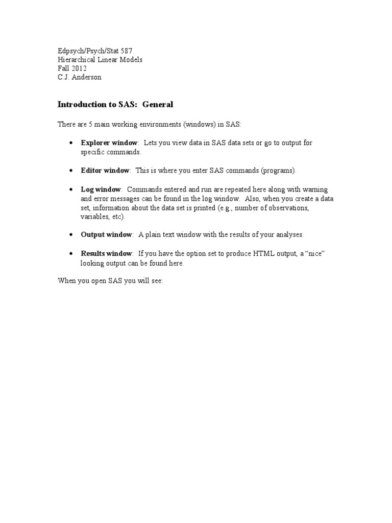 Introduction To SAS | PDF | Sas (Software) | Variable (Computer Science)