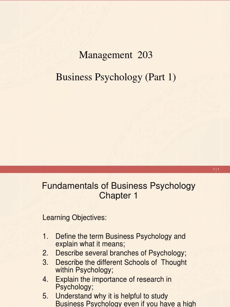 Part 1 Business Psychology | PDF | Industrial And Organizational ...