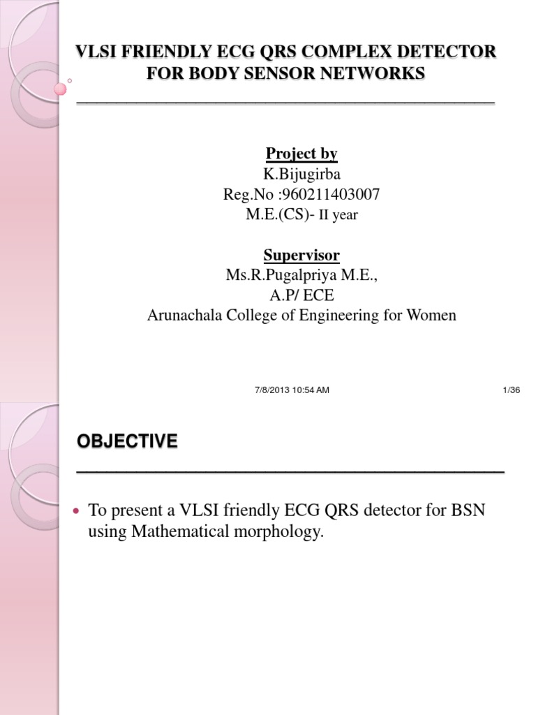 Vlsi Friendly Ecg Qrs Complex Detector For Body Sensor Networks | PDF ...
