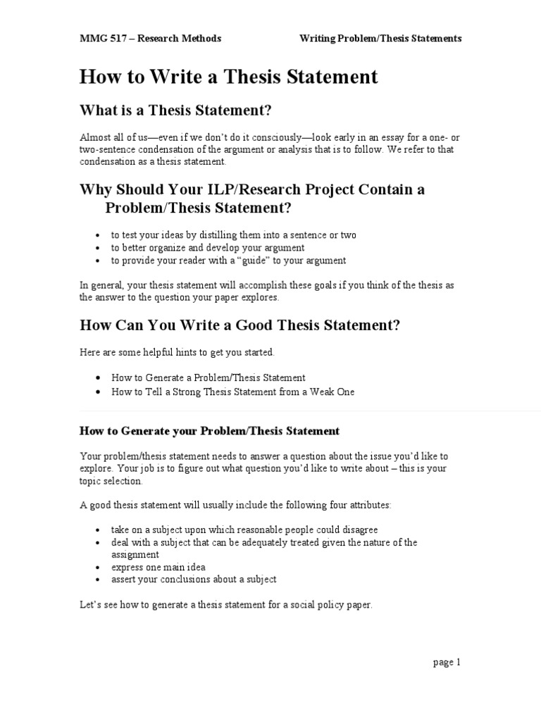 How To Write A Thesis Statement | PDF | Thesis | Weight Loss