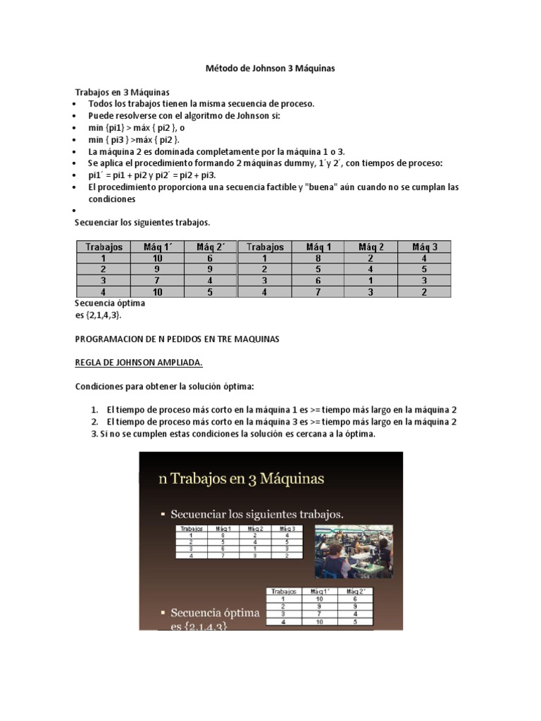 Método de Johnson para 3 Máquinas | PDF | Beneficio (economía ...
