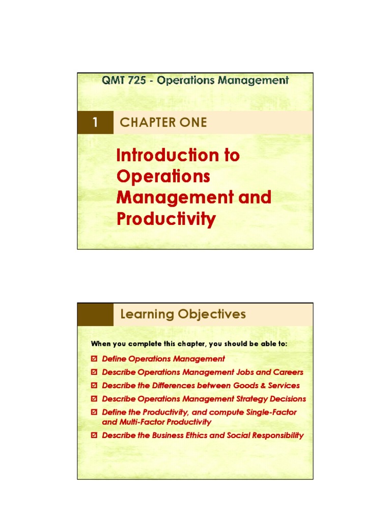 1-Introduction To Operations Management and Productivity | PDF ...