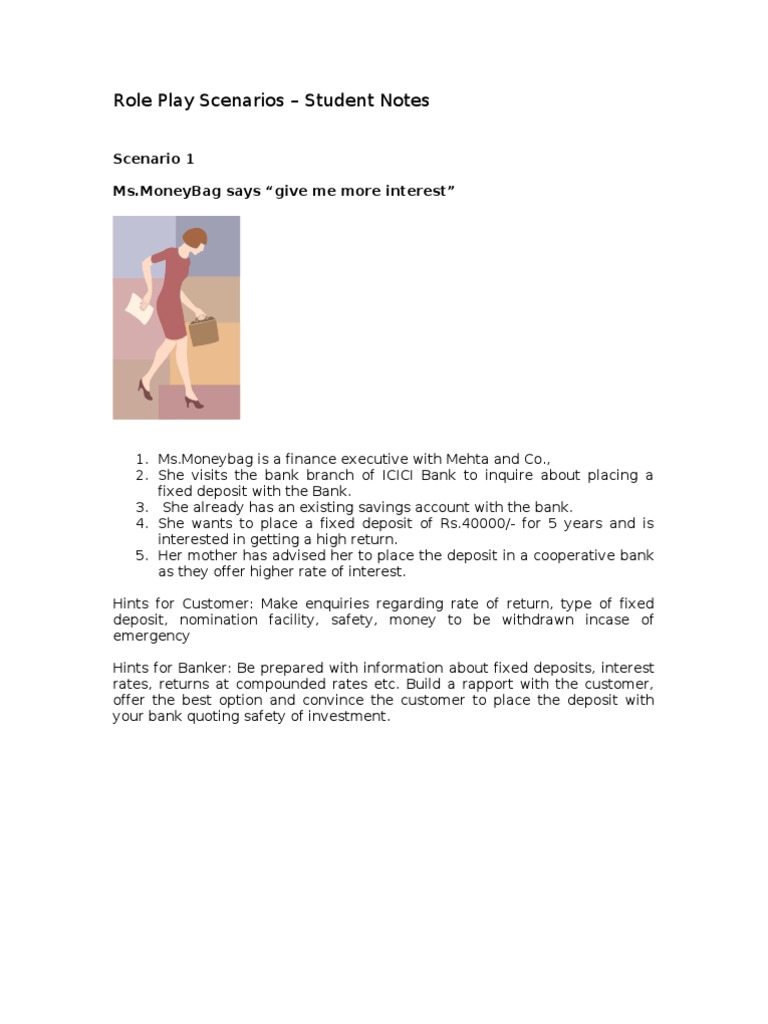 Role Play Scenarios | PDF | Banks | Money