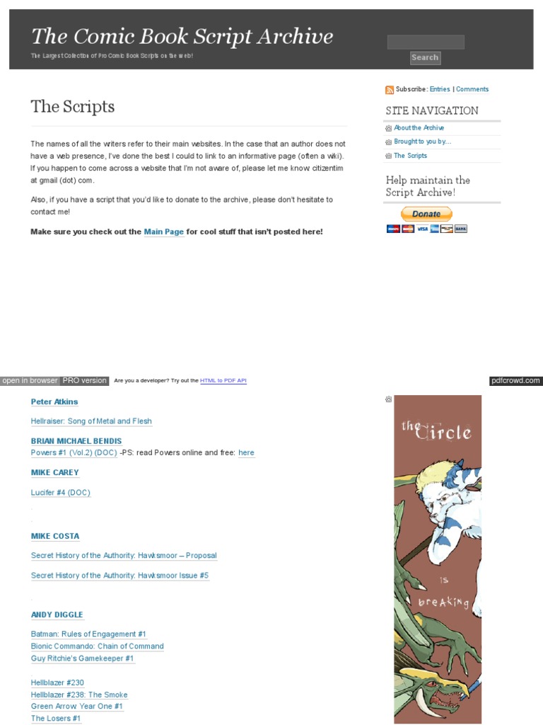 The Comic Book Script Archive | Download Free PDF | American Comics ...