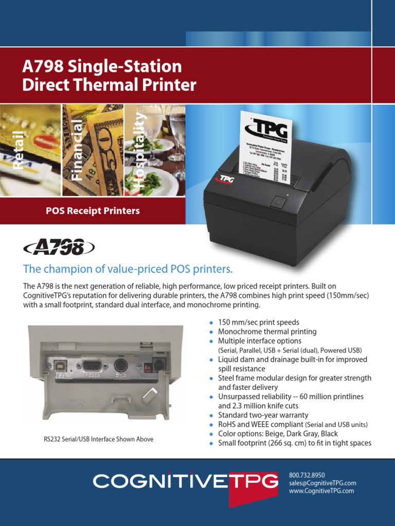 Cognitive TPG A798 Single-Station Direct Thermal Printer Brochure | PDF ...