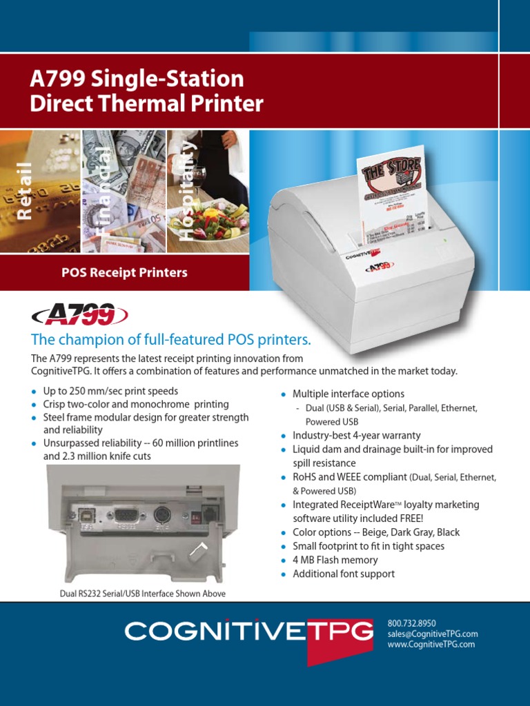 Cognitive TPG A799 Single-Station Direct Thermal Printer Brochure | PDF ...