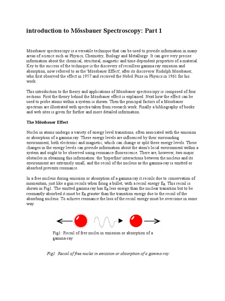 Introduction to Mössbauer Spectroscopy | PDF | Gamma Ray | Particle Physics