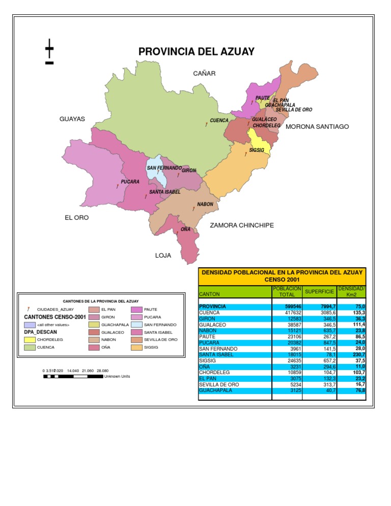 Mapa Politico y Densidad Poblacional Azuay | PDF