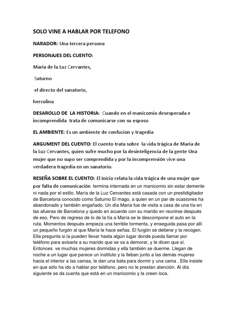 Solo Vine A Hablar Por Telefono | PDF | Gabriel García Márquez | Novelas