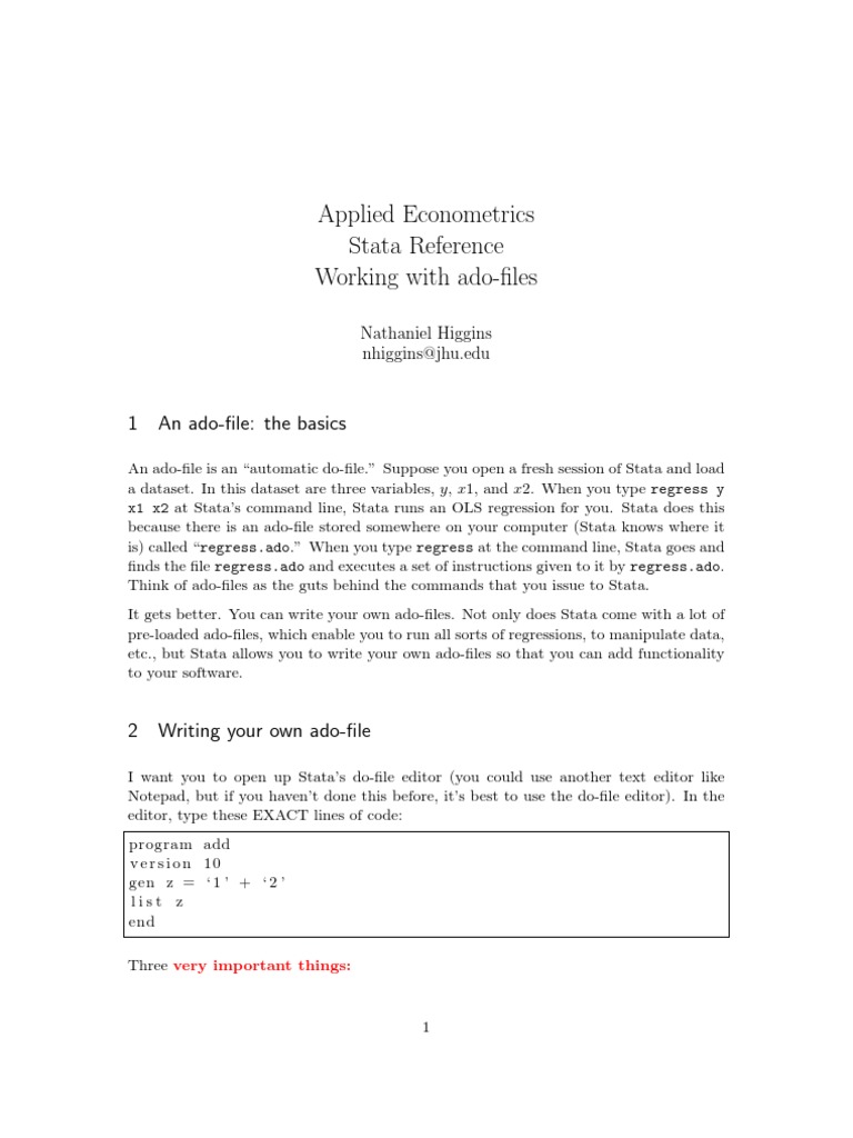 Stata Working With Ado Files | PDF | Command Line Interface | Software ...
