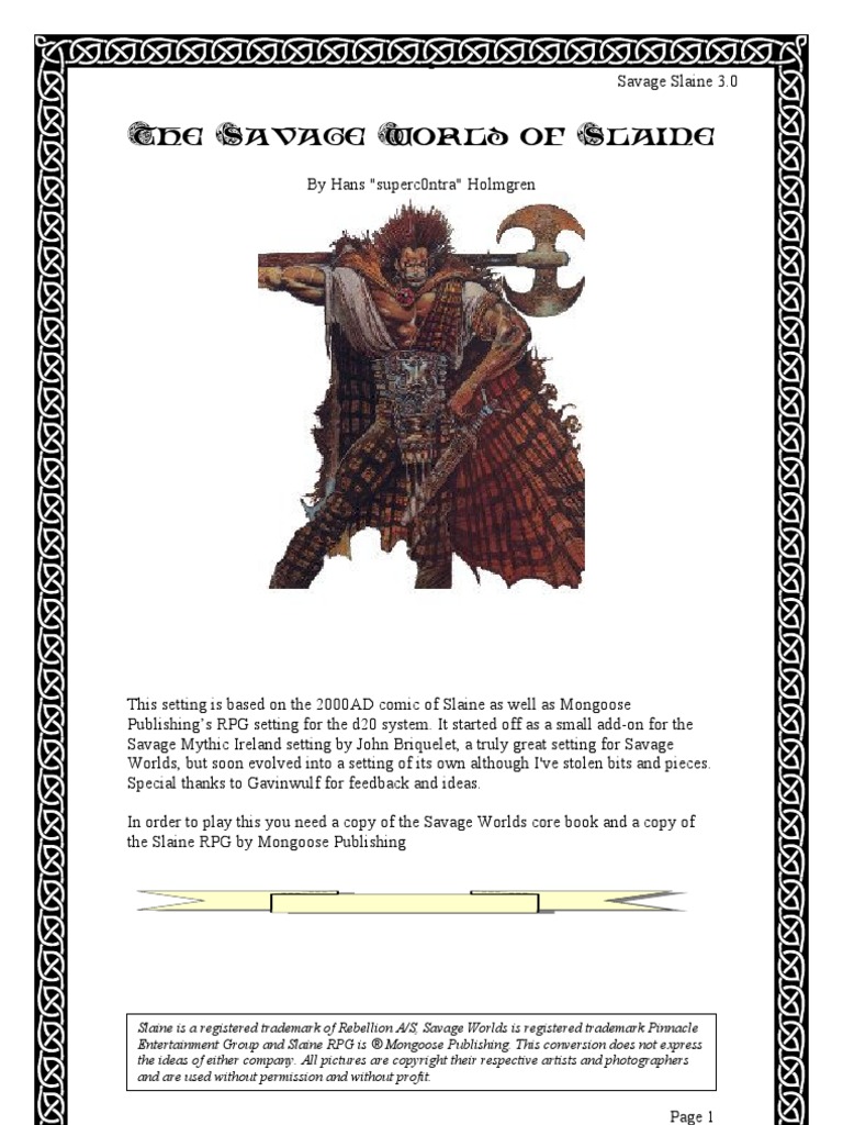 Savage World of Slaine | PDF | Young Adult