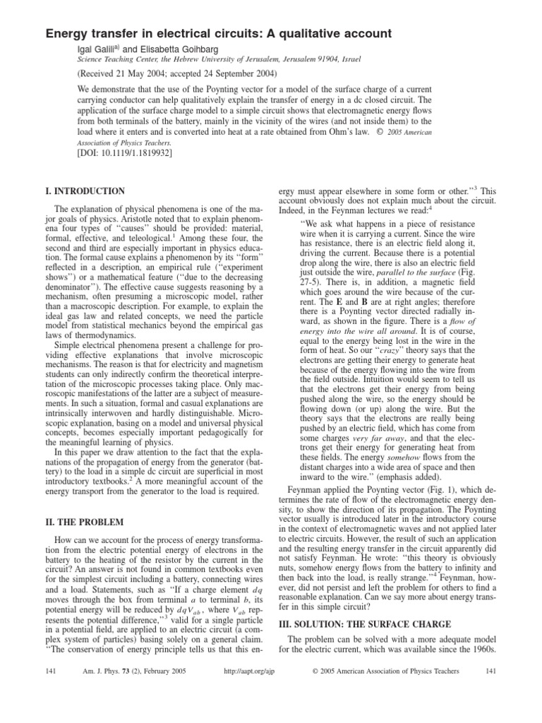 Energy Transfer in Electric Circuits | PDF | Electricity | Electric Current