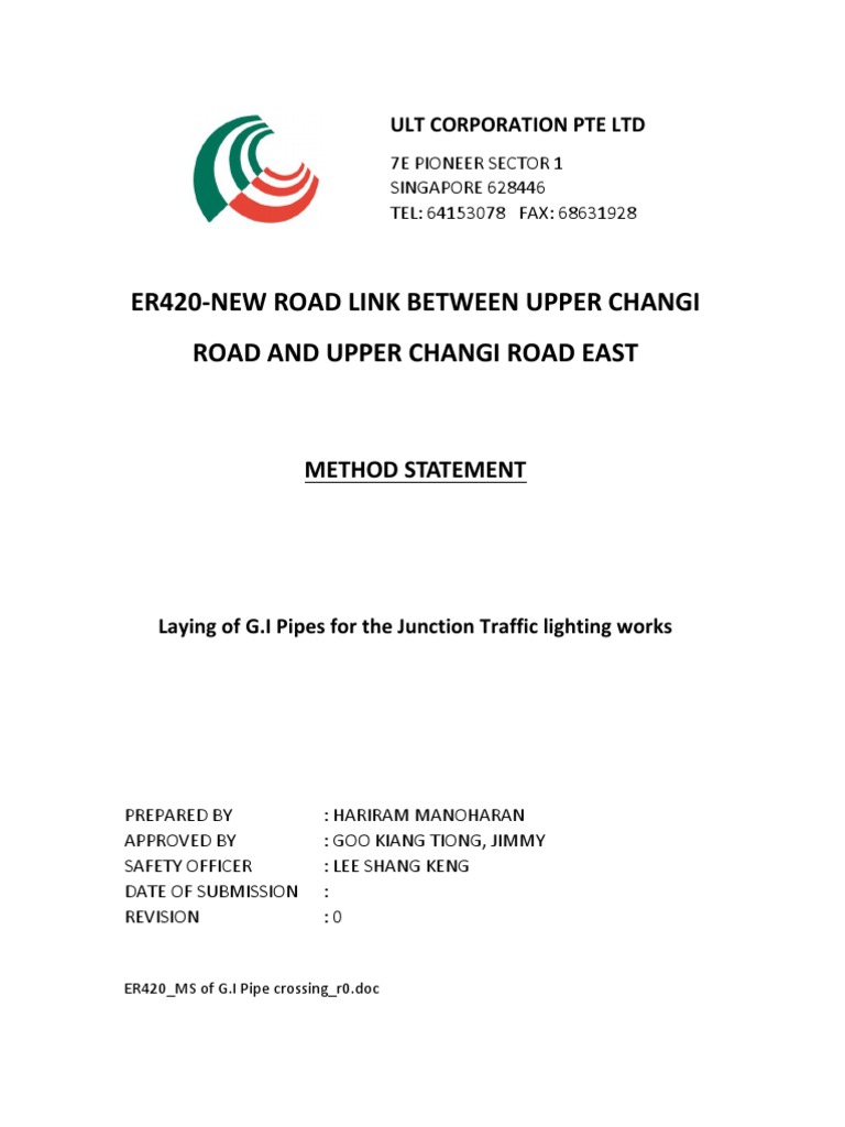 ER420 - MS of G.I Pipe Crossing - r0 | PDF | Excavation (Archaeology ...