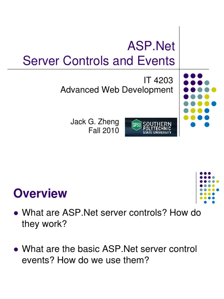 Server Controls and Events: IT 4203 Advanced Web Development | PDF ...