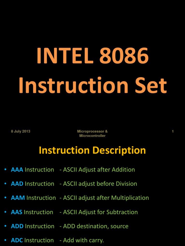 8086 Instruction Set | PDF | Binary Coded Decimal | Instruction Set