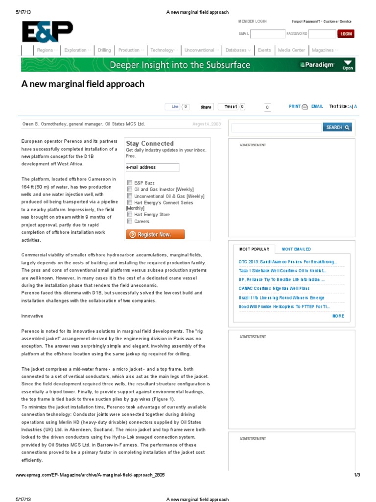 A New Marginal Field Approach | PDF | Drilling Rig | Electrical Connector