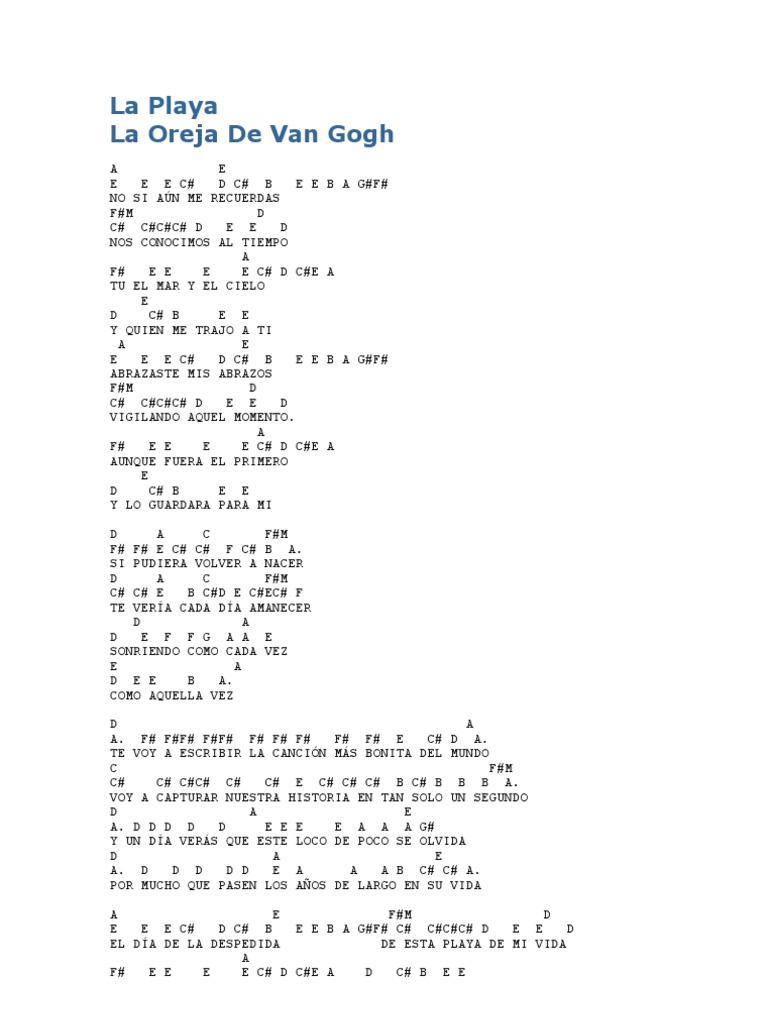 La Playa-La Oreja de Van Gogh | PDF | Poesía