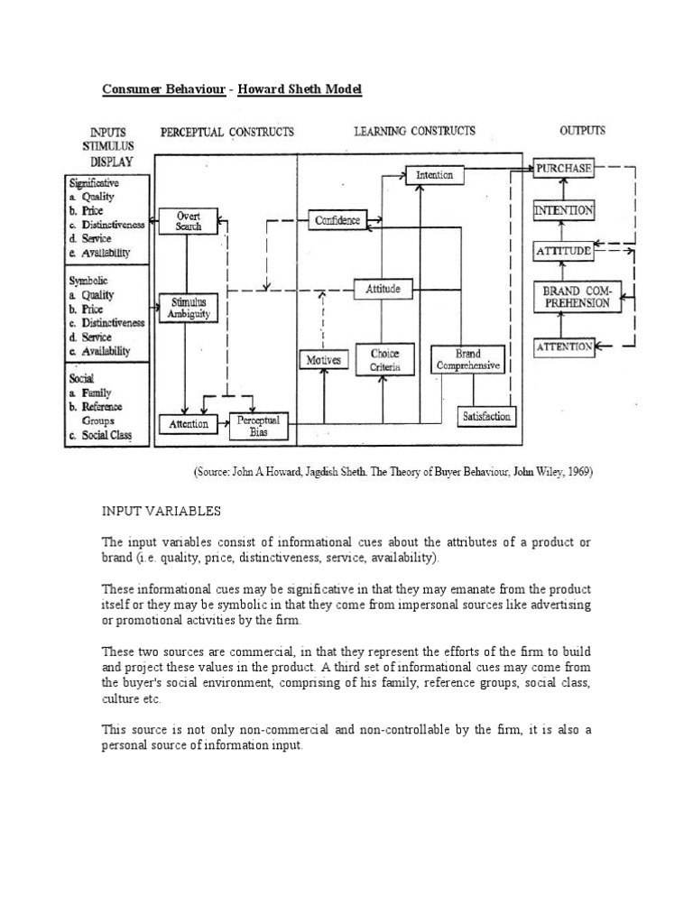 Howard Sheth Model Notes | PDF | Consumer Behaviour | Brand