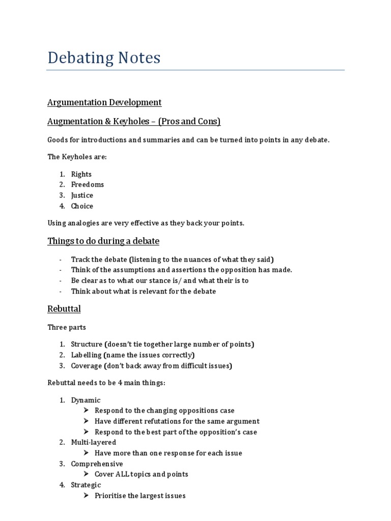Debating Notes | Argumentation Theory | Reason