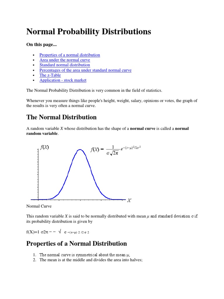 Normal Probability Distributions | PDF | Normal Distribution | Mean