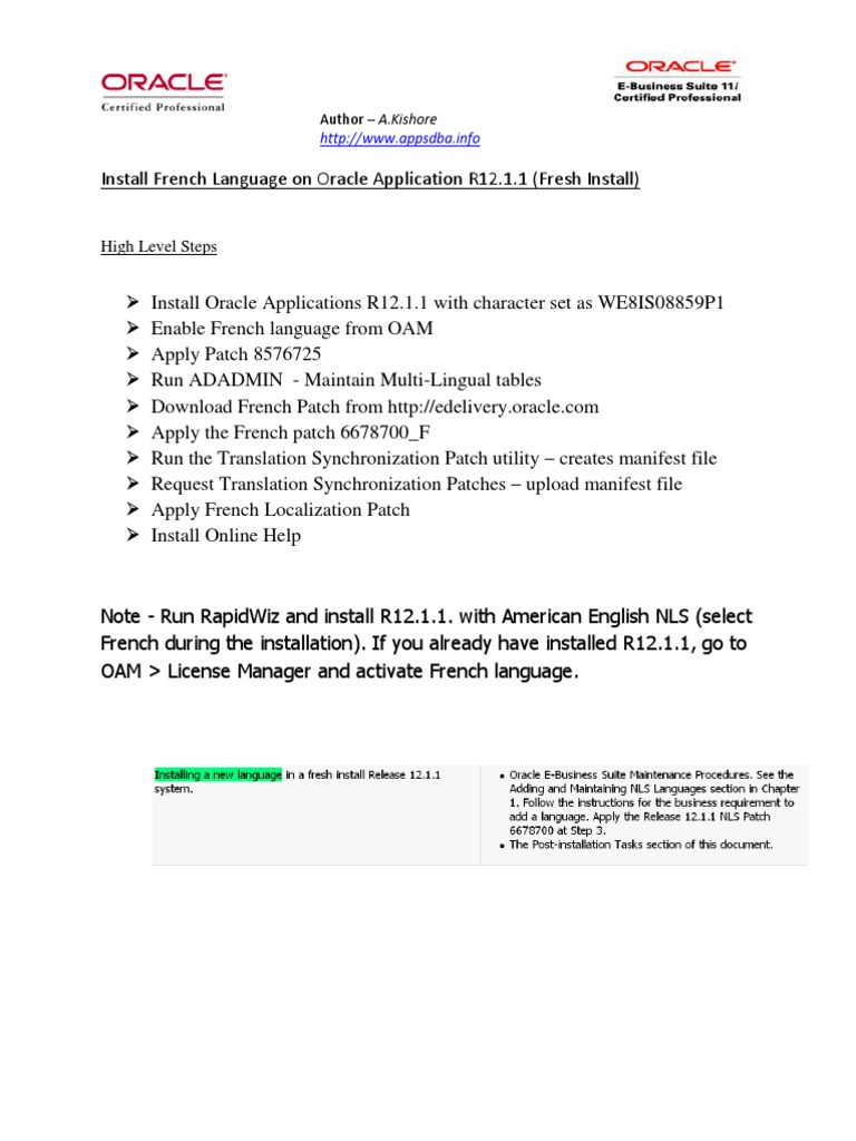 Install French Language With Oracle R12.1.1 | PDF | Apache Http Server ...
