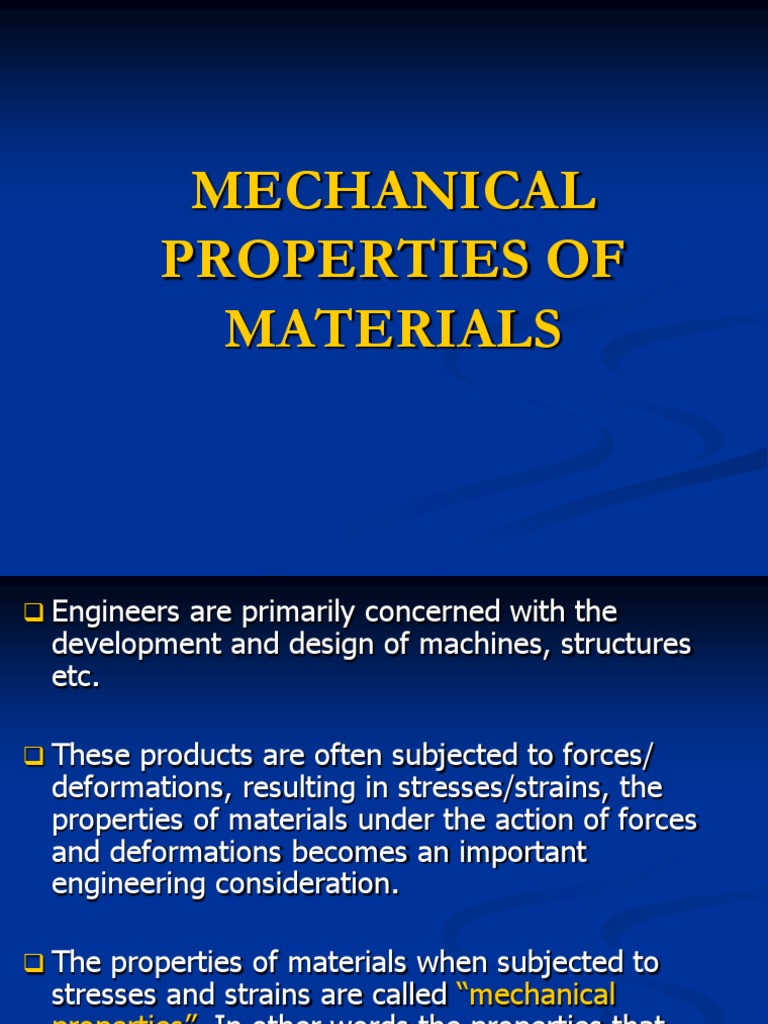 Mechanical Properties of Materials Explained | PDF | Elasticity ...