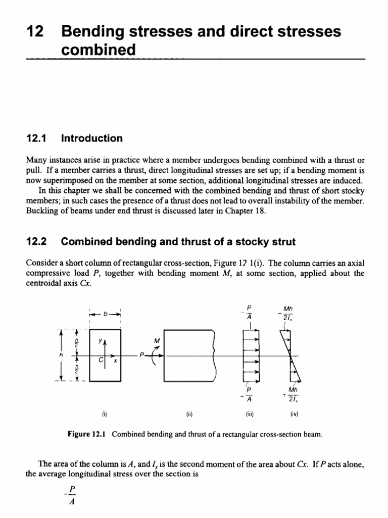 Combined Bending and Direct Stresses | PDF | Bending | Beam (Structure)