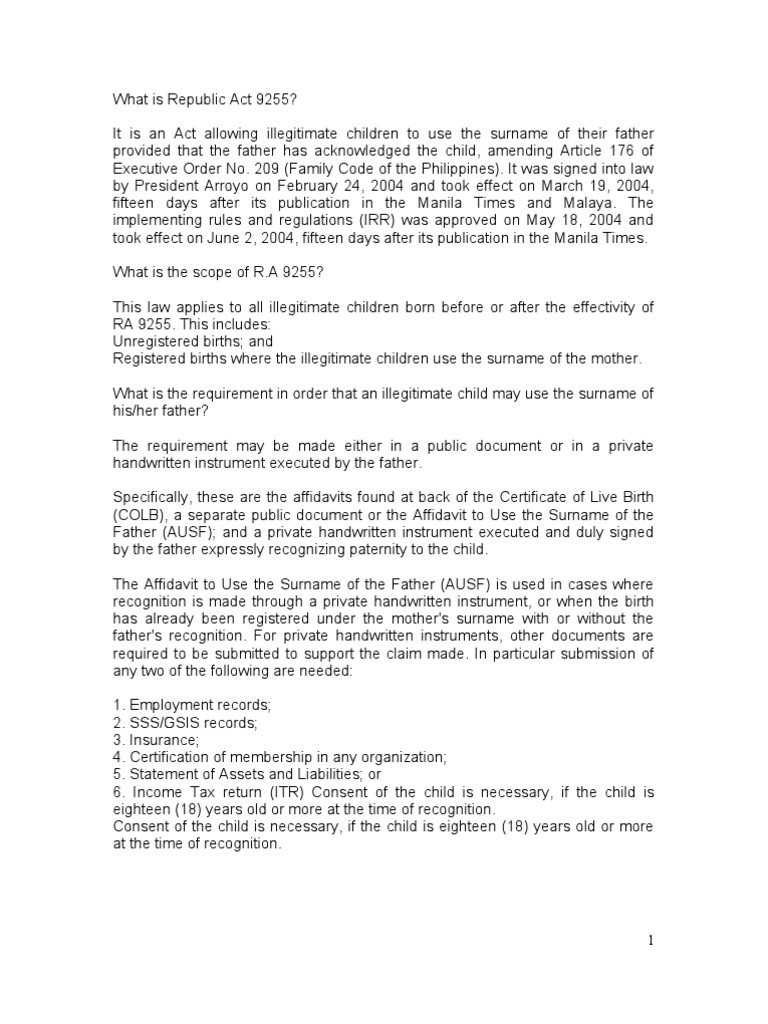 Ra 9255 | Download Free PDF | Repeal | United States House Of ...