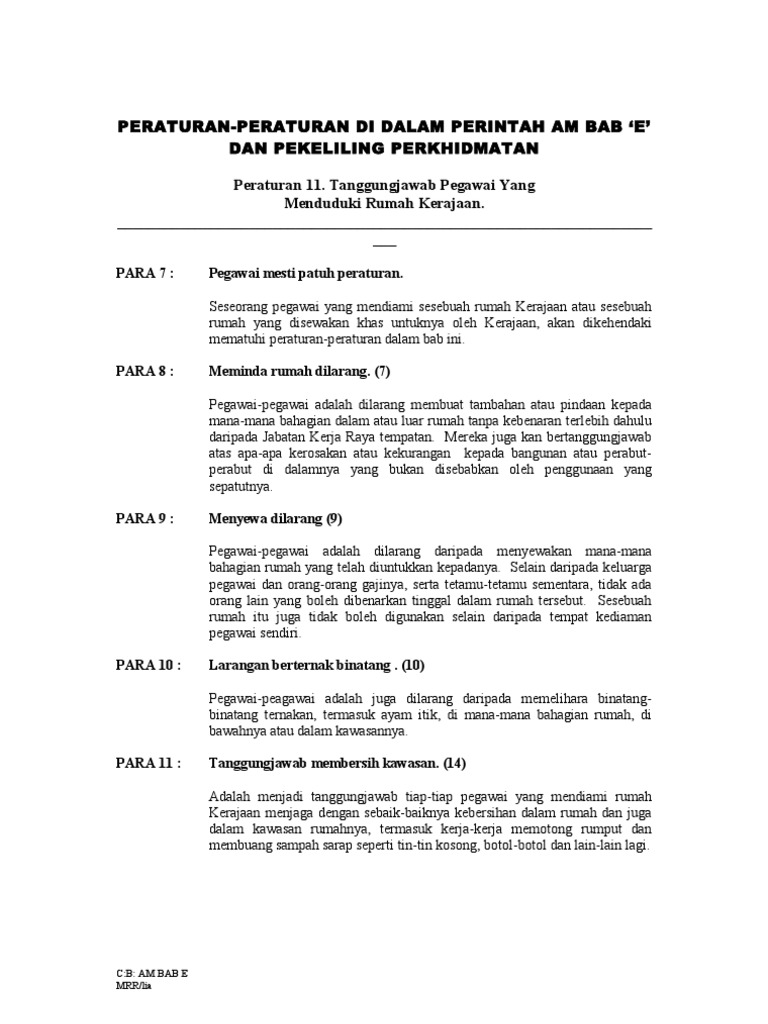 Peraturan Menduduki Kuarters Kerajaan | PDF