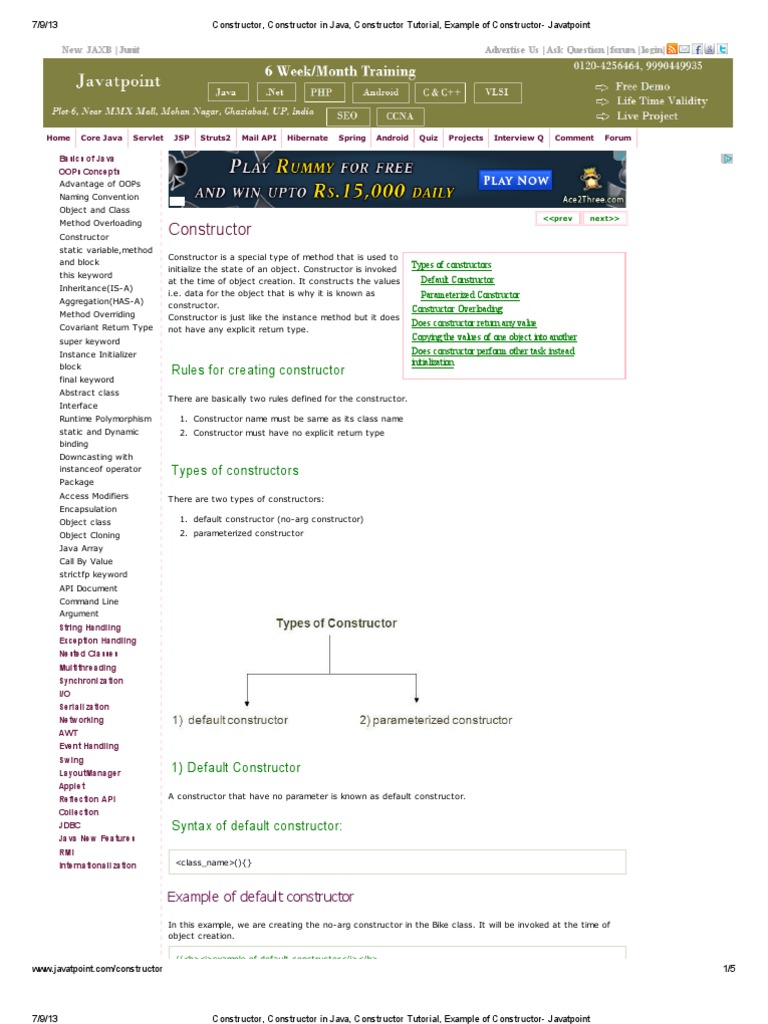 Constructor Constructor Object Oriented Programming Method