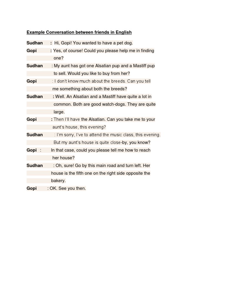 Conversation Between Two People In English