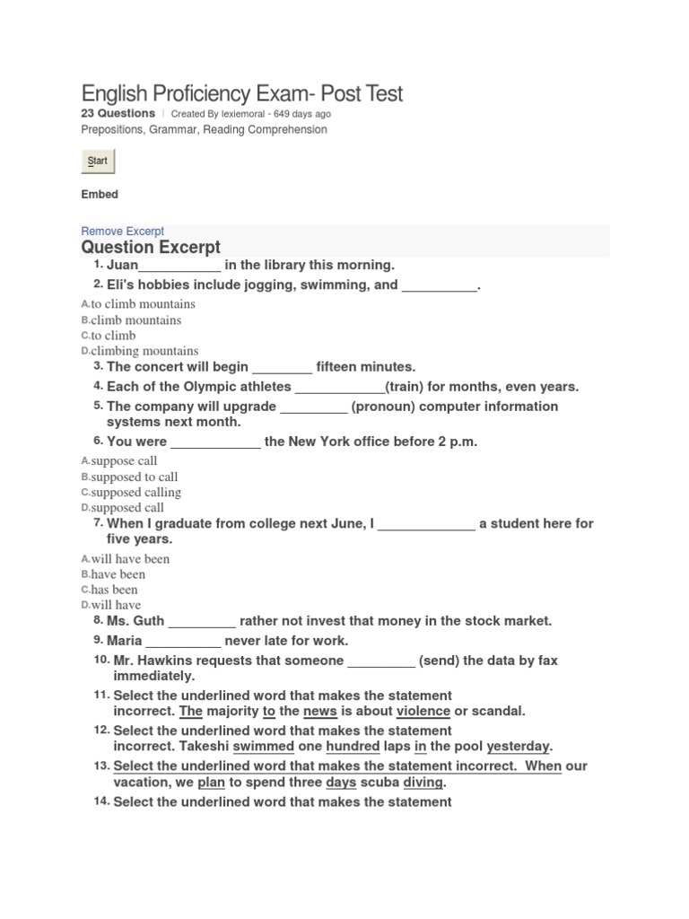 English Proficiency Exam | PDF | Journalism | Test (Assessment)