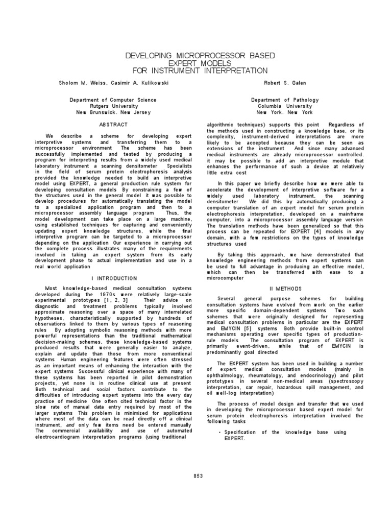 Developing Microprocessor Based Expert Models For Instrument ...