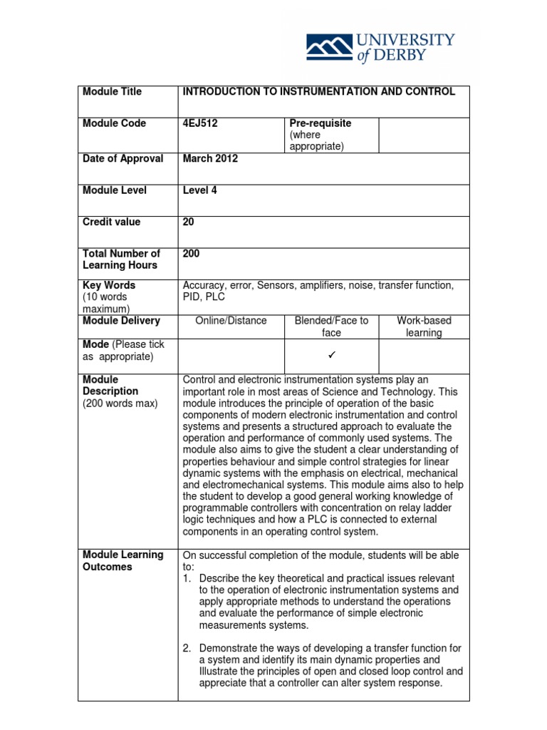 Introduction To Instrumentation and Control | PDF | Programmable Logic Controller | Control Theory
