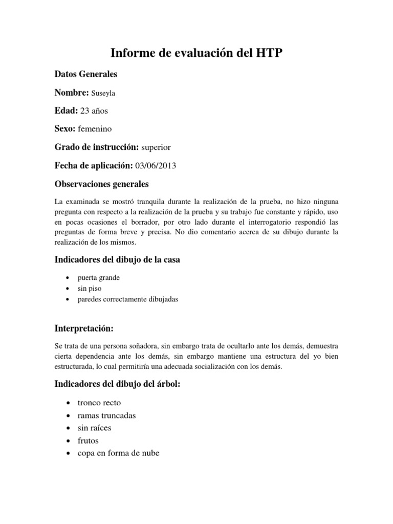 Informe de evaluación del HTP