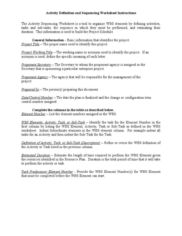 Activity Definition and Sequencing Guide | PDF | Computers