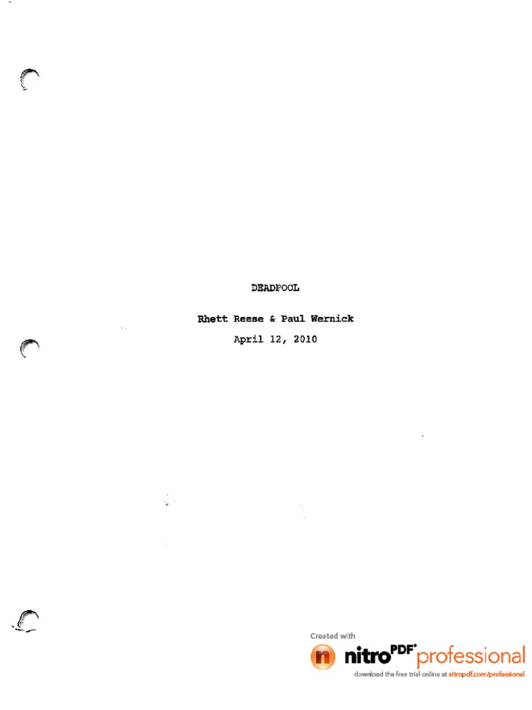 Deadpool Movie Leaked Script | PDF | Motorcycle | Shotgun