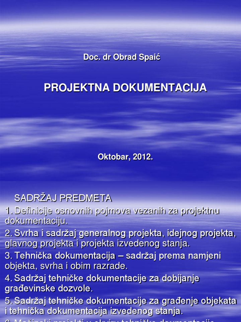 Projektna Dokumentacija I Dio | PDF