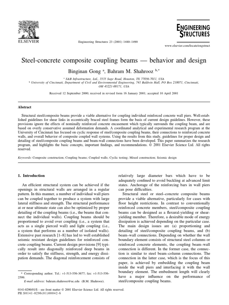 Steel-Concrete Composite Coupling Beams - Behavior and Design | PDF ...