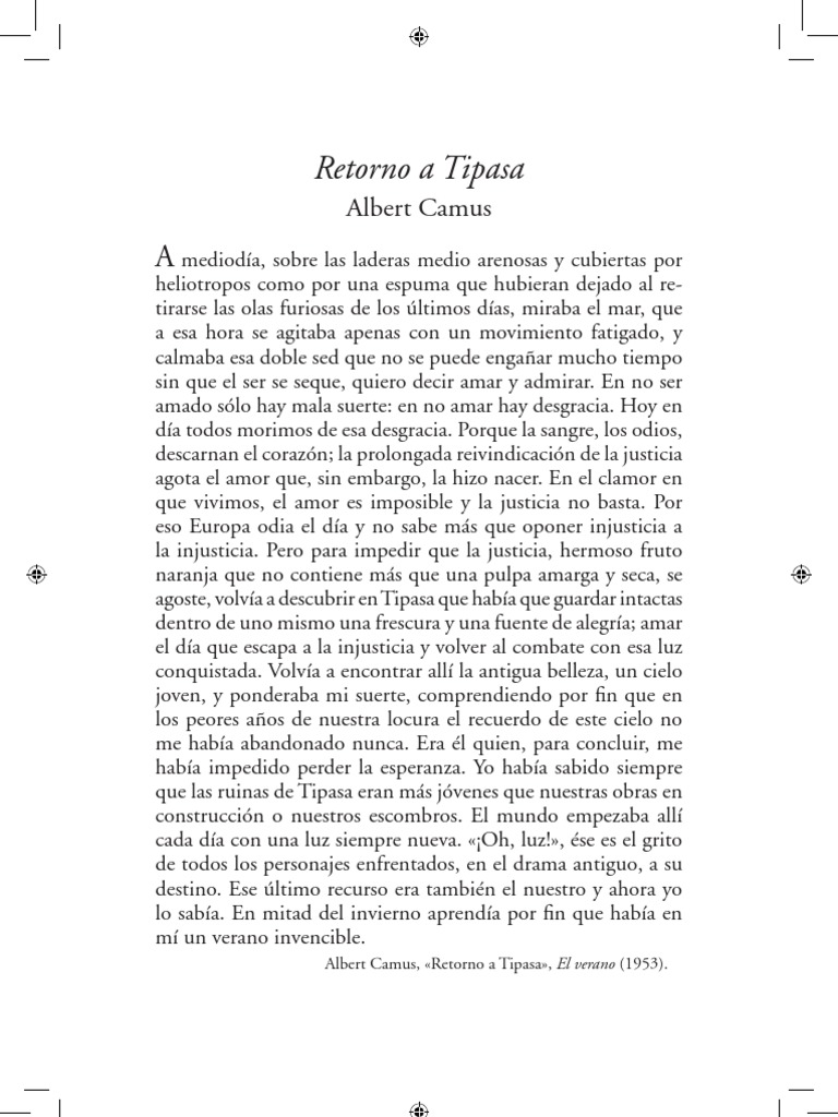 Camus Albert - Retorno A Tipasa | PDF